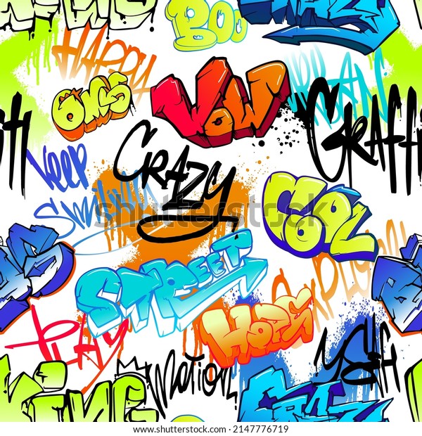 Abstract Seamless Graffiti Pattern Street Art Stock Vector (Royalty ...