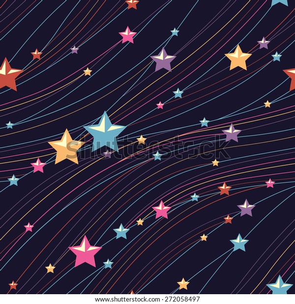 Abstract Seamless Pattern Colored Stars Lines: immagine vettoriale ...