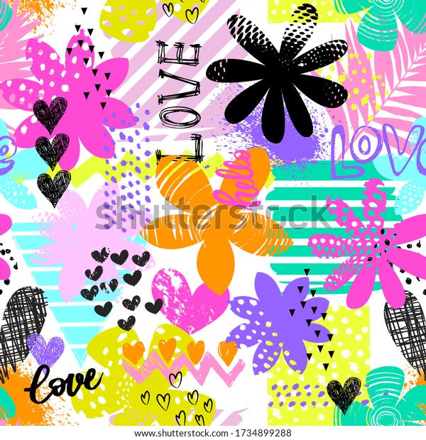 Abstract Seamless Pattern Girls Creative Vector Stock Vector (Royalty ...