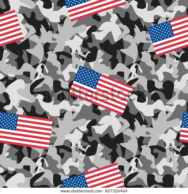 Abstract Seamless Pattern Monochrome Camouflage Flags Stock Vector ...