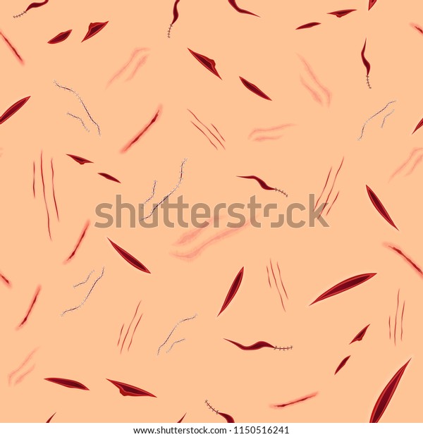 Abstract Seamless Pattern Various Bloody Wounds Stock Vector (Royalty ...