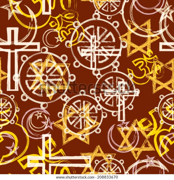 Abstract Seamless Patterns Religion Symbols Stock Vector (Royalty Free ...