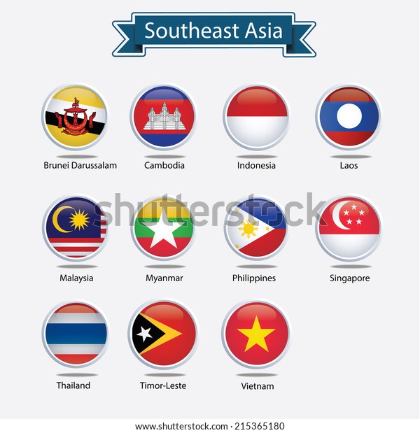 Abstract Set Nation Flags Southeast Asia Stock Vector (Royalty Free ...