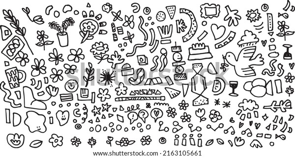 Abstract Shapes Hand Drawn Doodles Sketch Stock Vector (Royalty Free ...