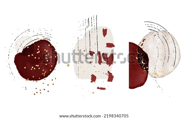 Abstract Shapes Sticker Set Red Ivory Stock Vector (Royalty Free ...