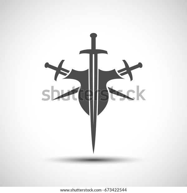 Abstract Shield Sword Emblem Shadow Stock Vector (Royalty Free ...