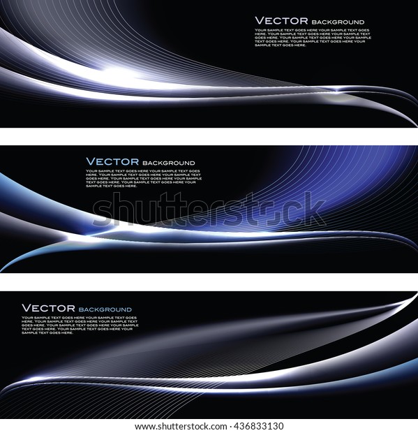 Abstract Shiny Banners Silver Blue Sparkly Stock Vector (Royalty Free ...