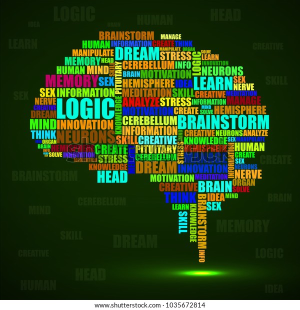 Abstract Silhouette Human Brain Words Vector Stock Vector (Royalty Free ...