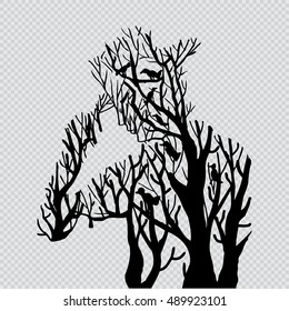 Man Tree Silhouette: vector de stock (libre de regalías) 489936877