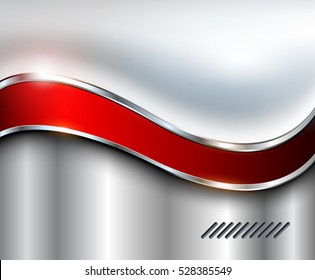 Abstract Silver Background Metallic Red Wave Stock Vector (Royalty Free ...