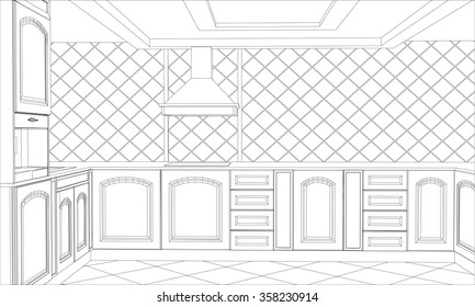383 Wireframe kitchen sketch Images, Stock Photos & Vectors | Shutterstock