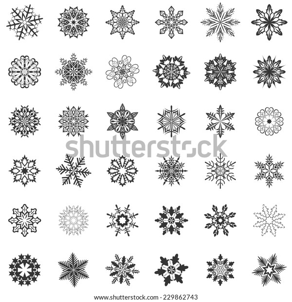 Abstract Snowflake Shapes Isolated On White Stock Vector (Royalty Free ...