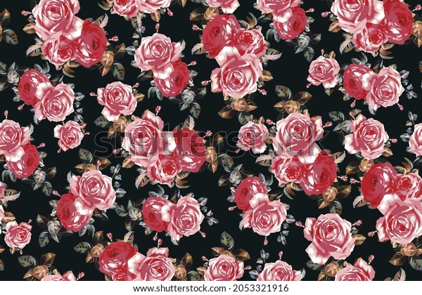 Abstract Solid Flowers Arrangement Allover Design Stock Vector (Royalty ...