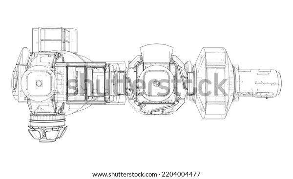 Abstract Spaceship Space Station Outline Vector Stock Vector (Royalty ...