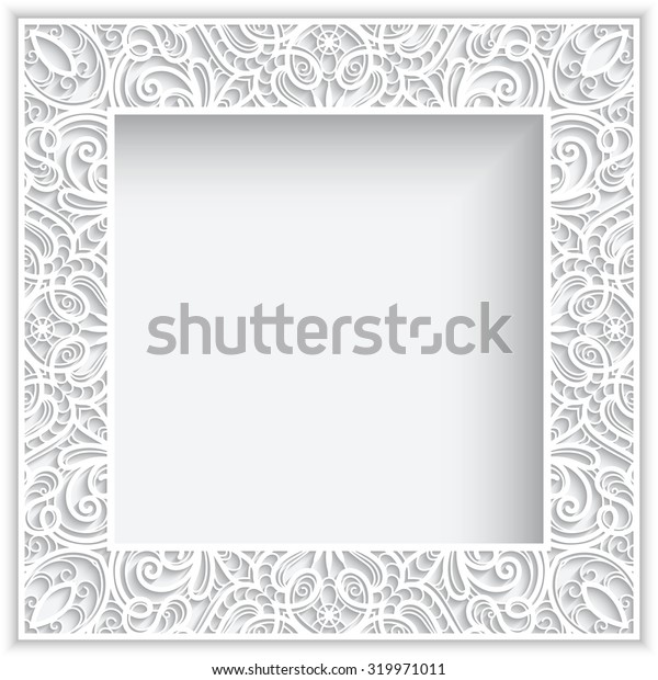 Abstract Square Lace Frame Paper Swirls Stock Vector (Royalty Free ...