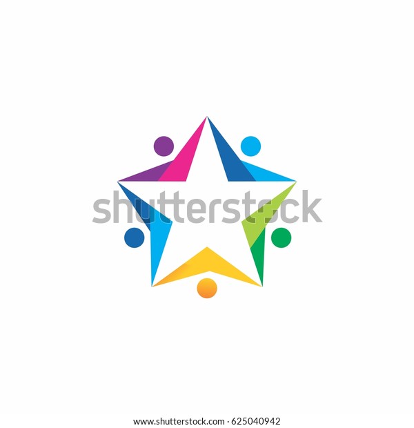 Abstract Star People Teamwork Icon Logo Stock Vector (Royalty Free ...