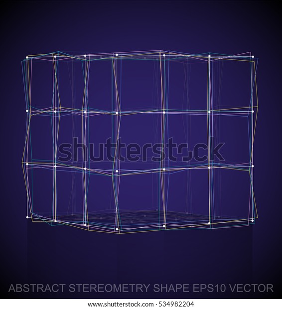 Abstract Stereometry Shape Multicolor Sketched Cube Stock Vector ...