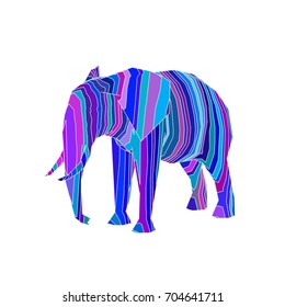 Abstract Striped Elephant Isolated On White Stock Vector (Royalty Free ...