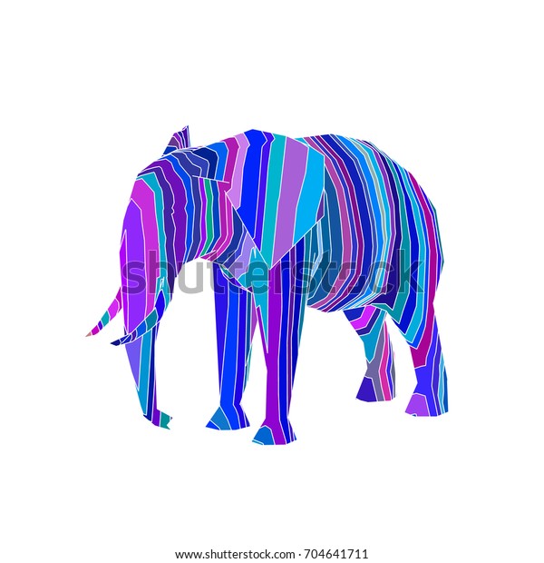 Abstract Striped Elephant Isolated On White Stock Vector (Royalty Free ...