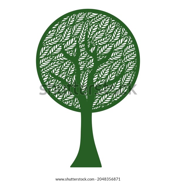 Abstract Stylized Tree Trunk Branches Round Stock Vector (Royalty Free ...