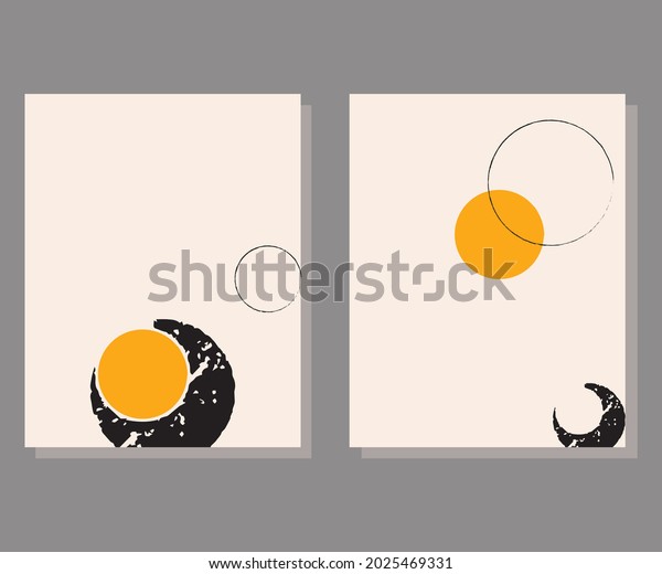 Abstract Sun Moon Posters Contemporary Backgrounds Stock Vector ...
