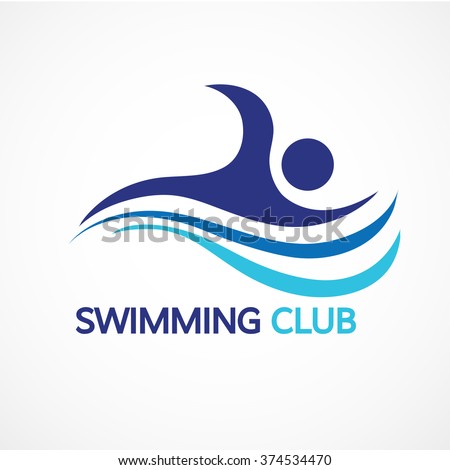 Abstract Swimming Logo Design Through Waves Stock Vector (Royalty Free ...