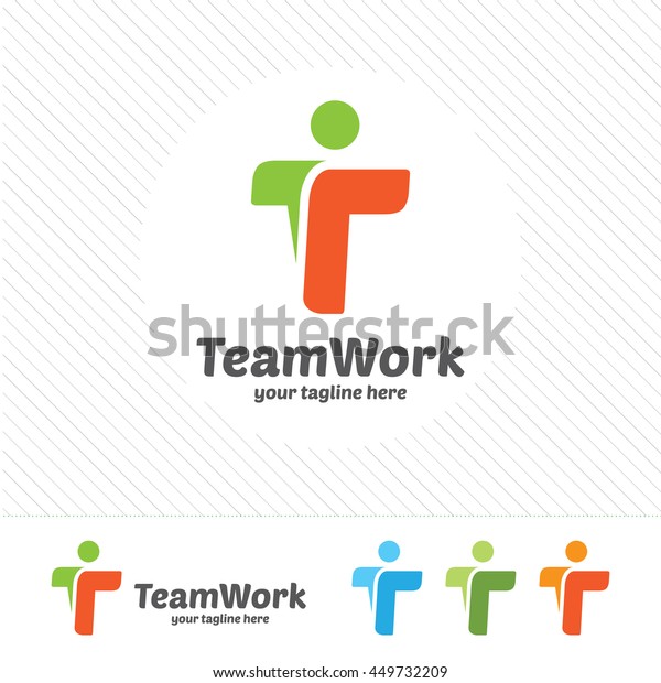 Abstract Team Work Letter T Logo Stock Vector (Royalty Free) 449732209