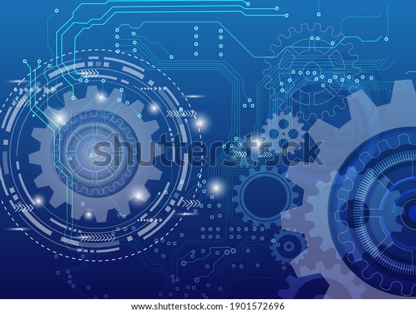 Abstract techno gear background with geometric colorful gear wheels ...