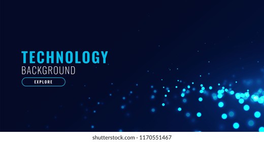 Abstract Technology Background Glowing Blue Particle Stock Vector ...