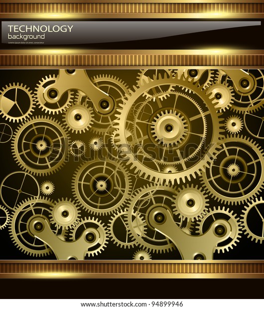 Abstract Technology Background Gold Machinery Vector Stock Vector ...