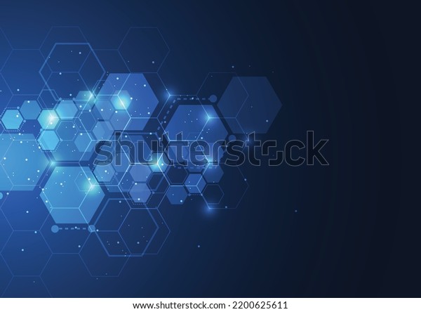 Abstract Technology Blue Hexagons Pattern Background Stock Vector ...