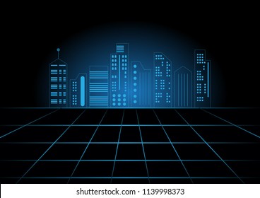 Blue Building Neon Blue Neon Building Stock Vector (Royalty Free ...