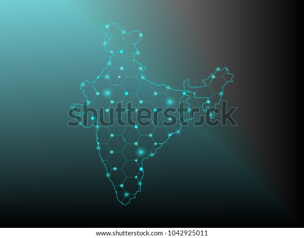 Abstract Telecommunication Network Map India Stock Vector (Royalty Free ...