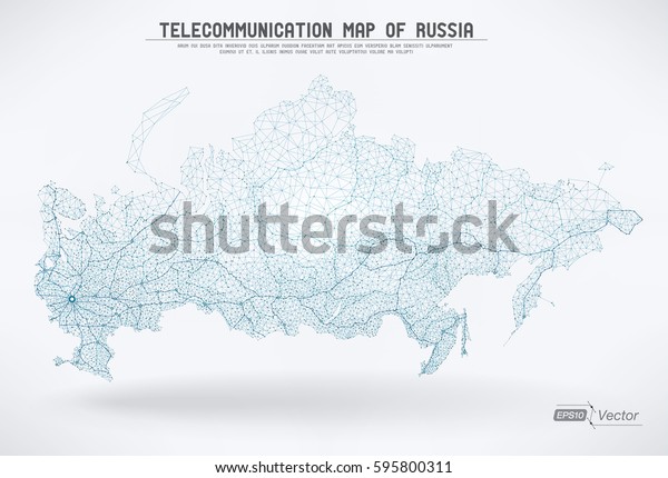 Abstract Telecommunication Network Map Russia Stock Vector (Royalty ...