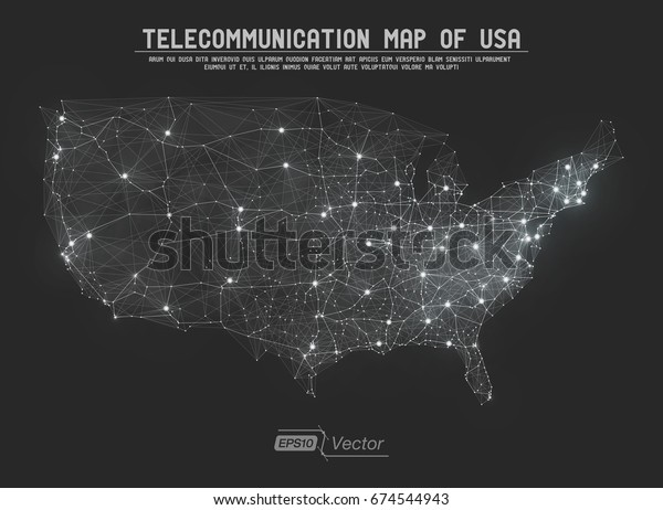 Abstract Telecommunication Network Map Usa Stock Vector (Royalty Free ...