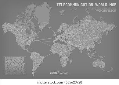 Abstract Telecommunication World Map Circles Lines Stock Vector ...