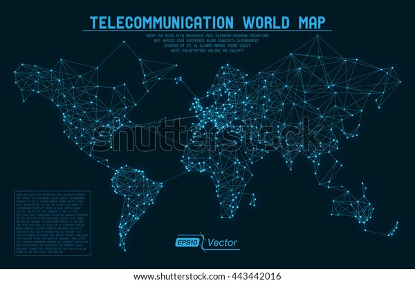 Mapa del mundo de las telecomunicaciones: vector de stock (libre de ...