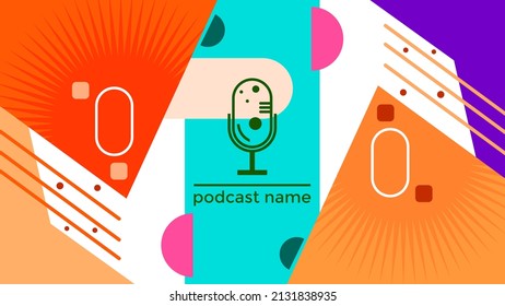 Abstract Template Podcast Microphone Flat Color Stock Vector (Royalty ...