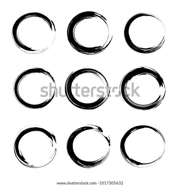 Abstract Textured Black Handdrawn Circle Thin Stock Vector (Royalty ...
