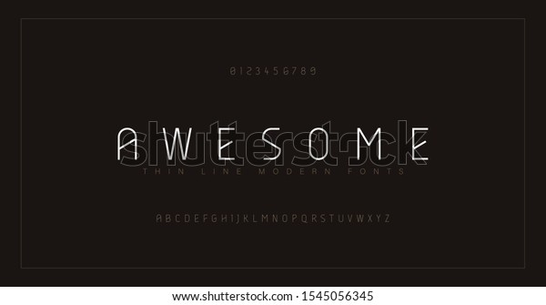 Abstract Thin Line Font Alphabet Minimal Stock Vector (Royalty Free ...