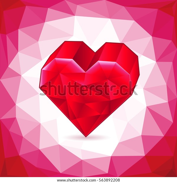 Abstract Threedimensional Red Heart Triangles Stock Vector (Royalty ...