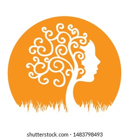 Abstract Tree Female Face Vector Logo Stock Vector (Royalty Free ...