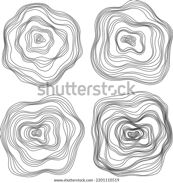 Abstract Tree Rings Vector Topographic Map Stock Vector (Royalty Free ...