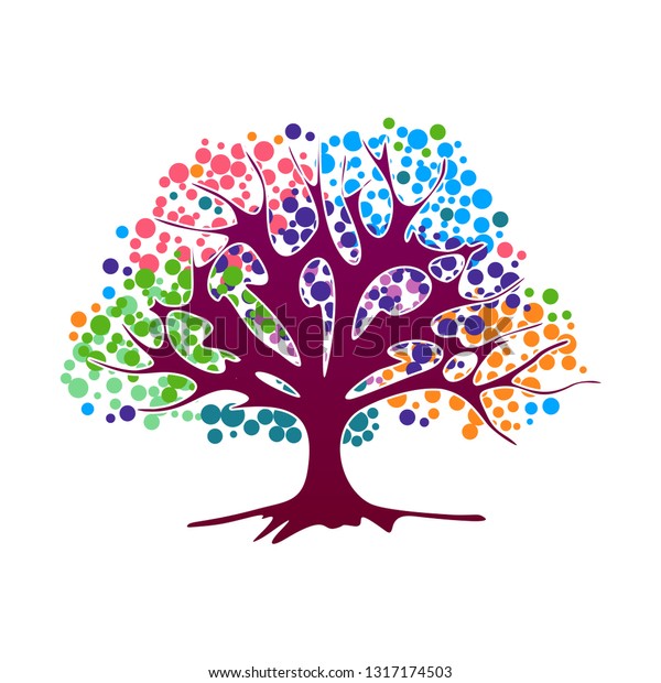 Abstract Tree Vector Colorful Leaves Stock Vector (Royalty Free ...