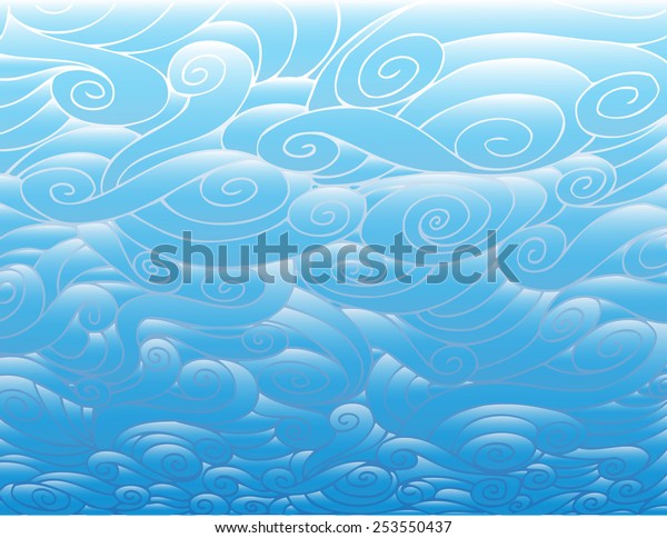 Abstract Vector Blue Sky Swirl Clouds Stock Vector (Royalty Free) 253550437