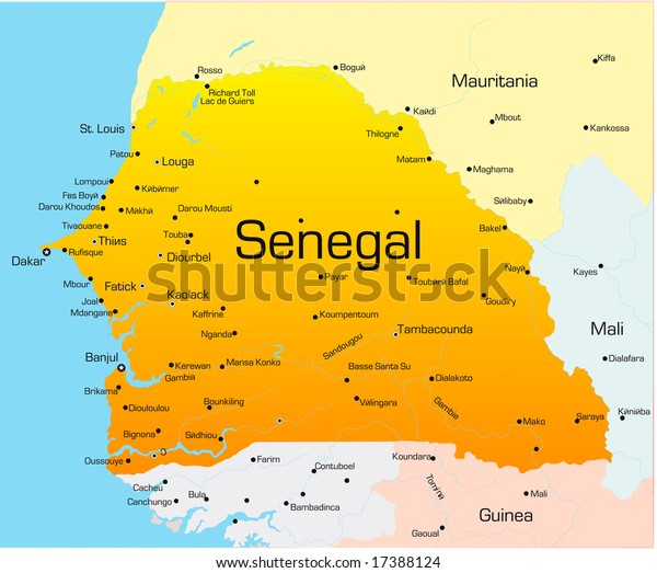 Abstract Vector Color Map Senegal Country Stock Vector (Royalty Free ...