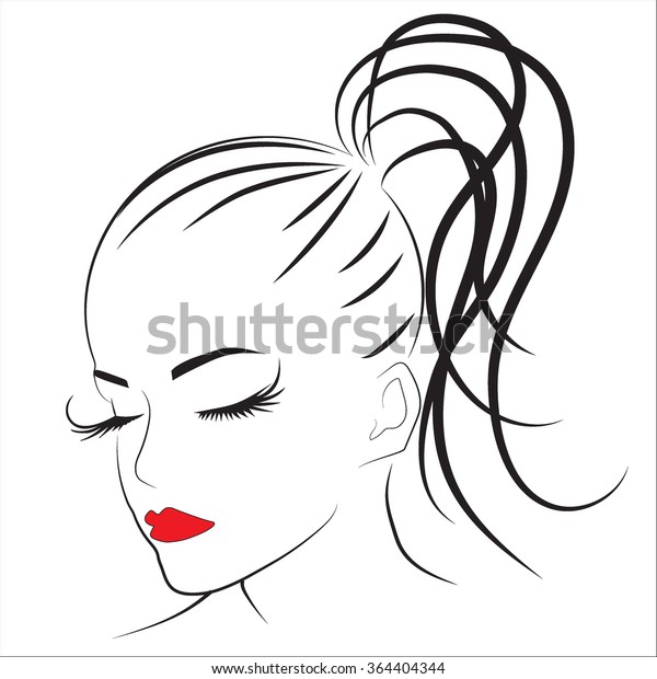 Abstract Vector Digital Portrait Girl Ponytail Stock Vector (Royalty ...