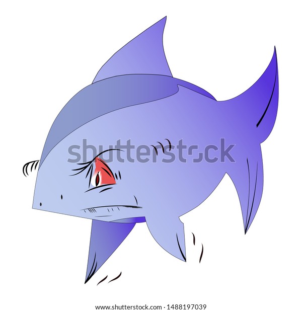 Abstract Vector Drawing Angry Fish Cartoon Stock Vector (Royalty Free ...