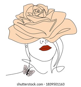 Abstract Vector Face Flowers Line Drawing Stock Vector (Royalty Free ...