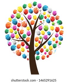 Abstract Vector Happy Birthday Tree Balloons Stock Vector (Royalty Free ...